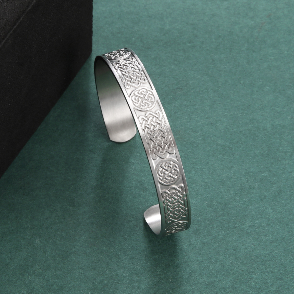 Viking Triquetra Cuff Bangle for Men Boy 14K White Gold Good Luck ...