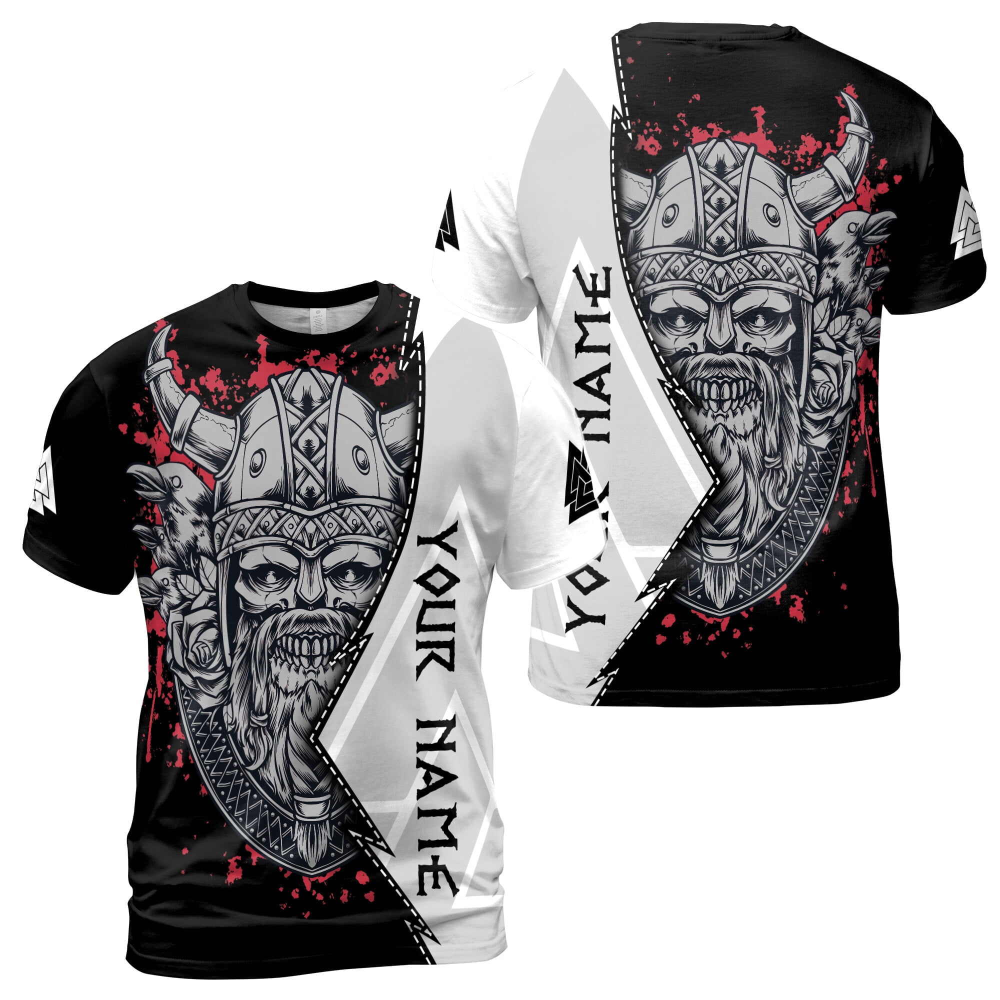 Viking Valhalla Skull Odin God Norse Mythology Tribal Pattern 3D T ...