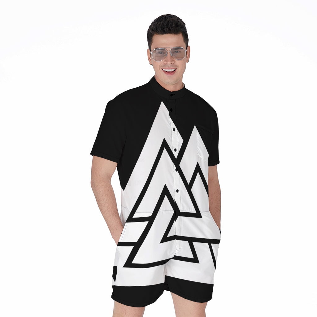 Viking Valknut Symbol Short Sleeve Men'S Rompers, Vikings Casual Summer ...