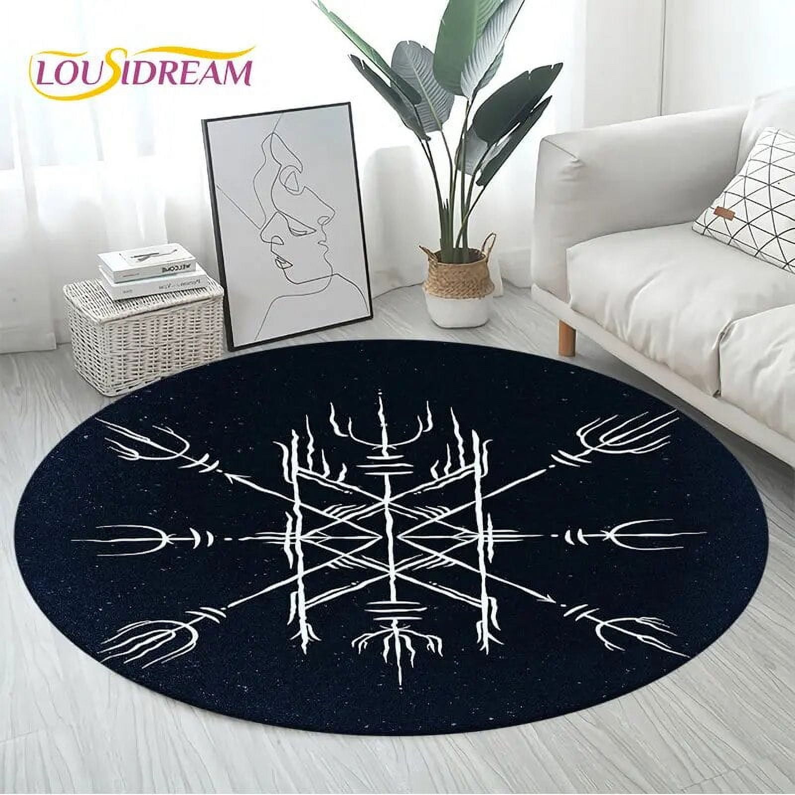 Viking Valknut Yggdrasil Tree of Life Area Rug Round Carpet Rug for ...