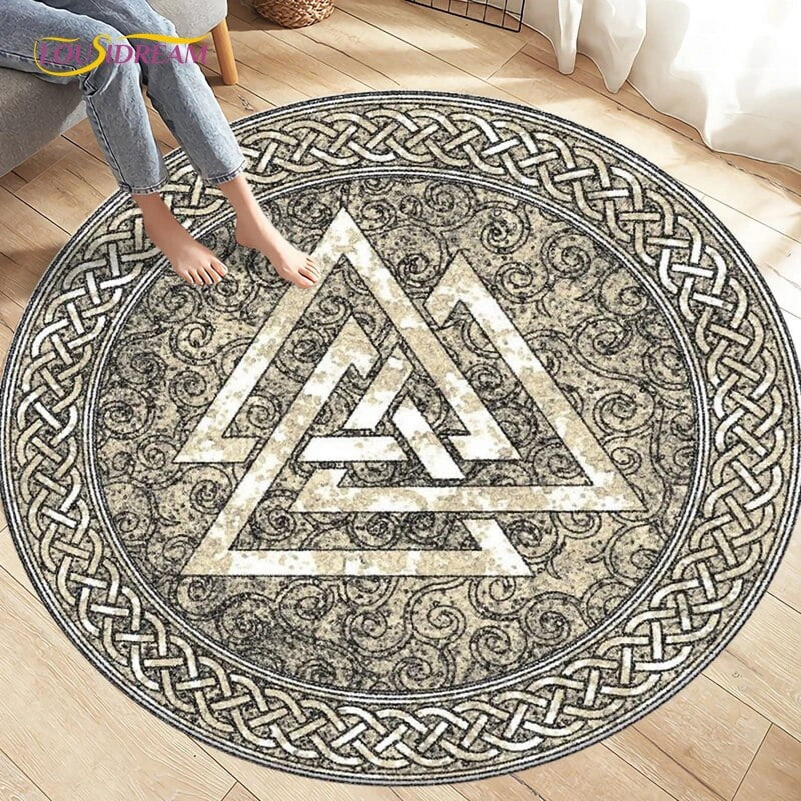 Viking Valknut Yggdrasil Tree of Life Area Rug Round Carpets Rugs for ...
