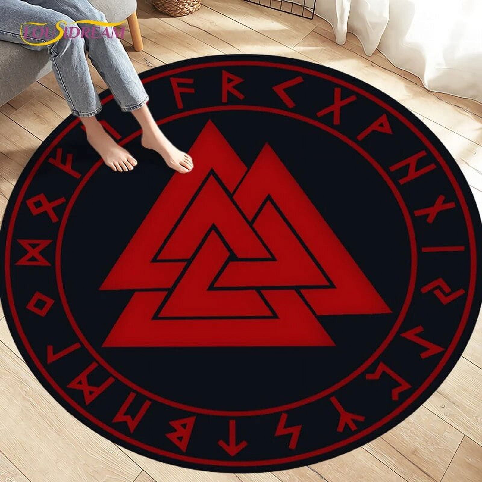 Viking Valknut Yggdrasil Tree of Life Area Rug Round Carpets Rugs for ...