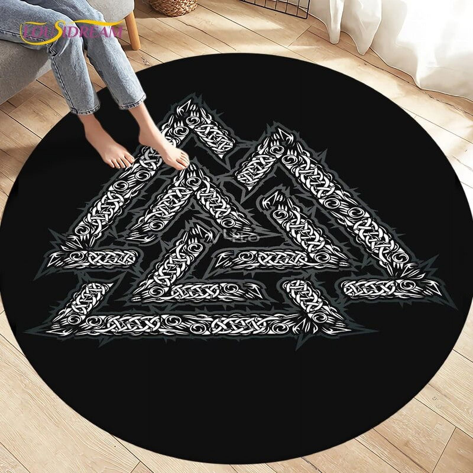 Viking Valknut Yggdrasil Tree of Life Area Rug Round Carpets Rugs for ...
