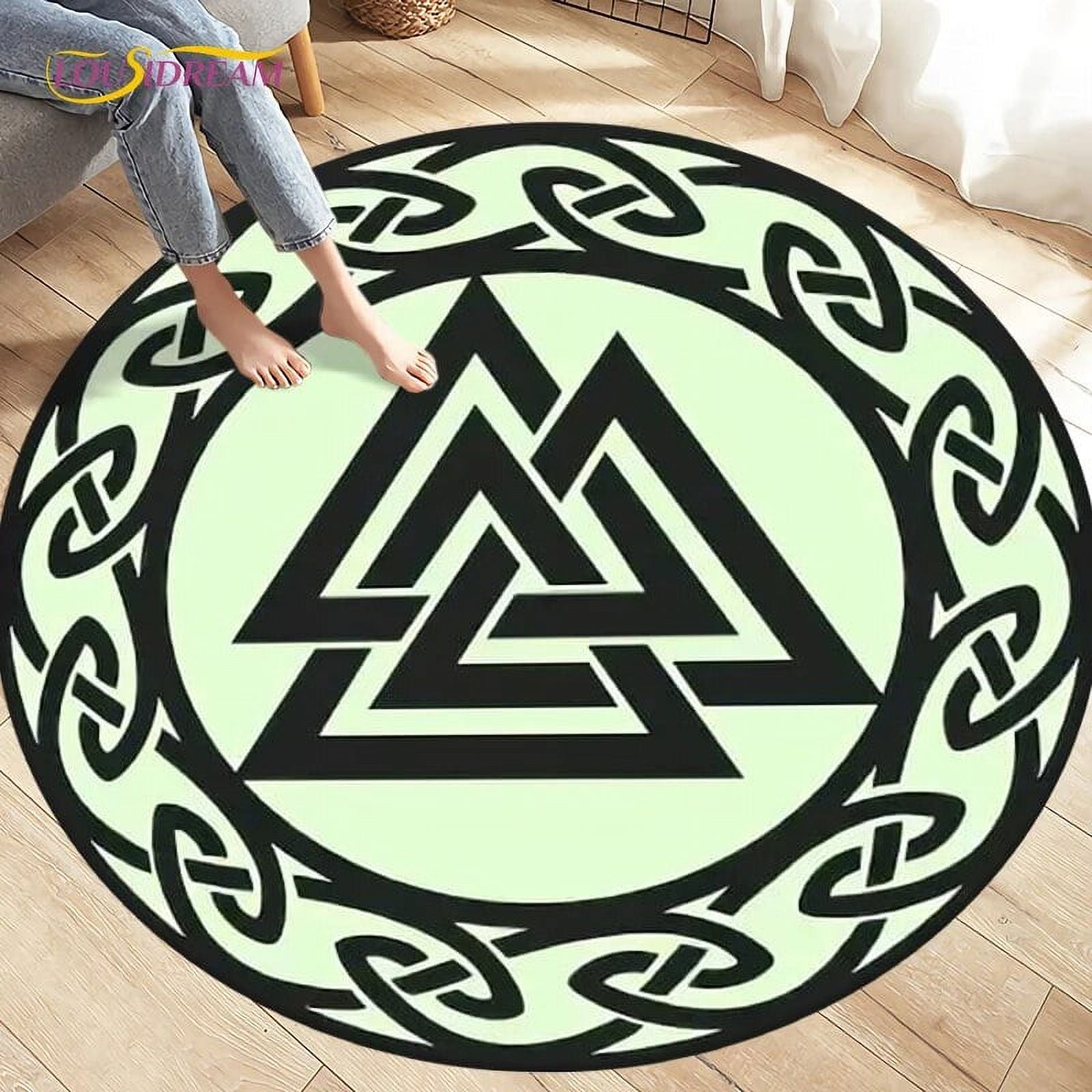 Viking Valknut Yggdrasil Tree of Life Area Rug Round Carpets Rugs for ...