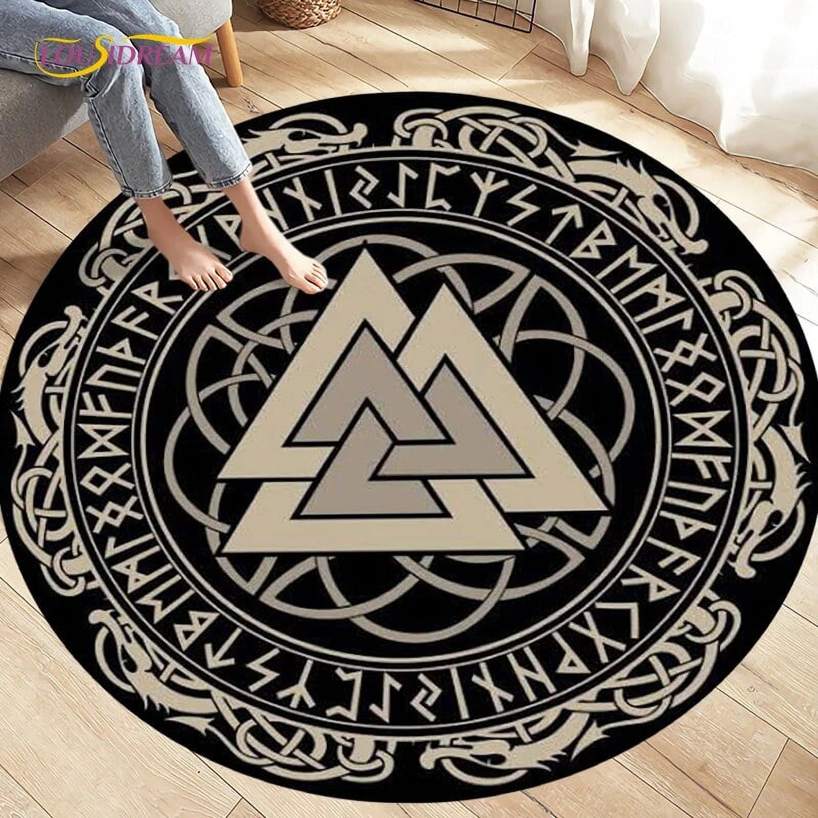Viking Valknut Yggdrasil Tree of Life Circle Area Rug Round Carpet Rug ...