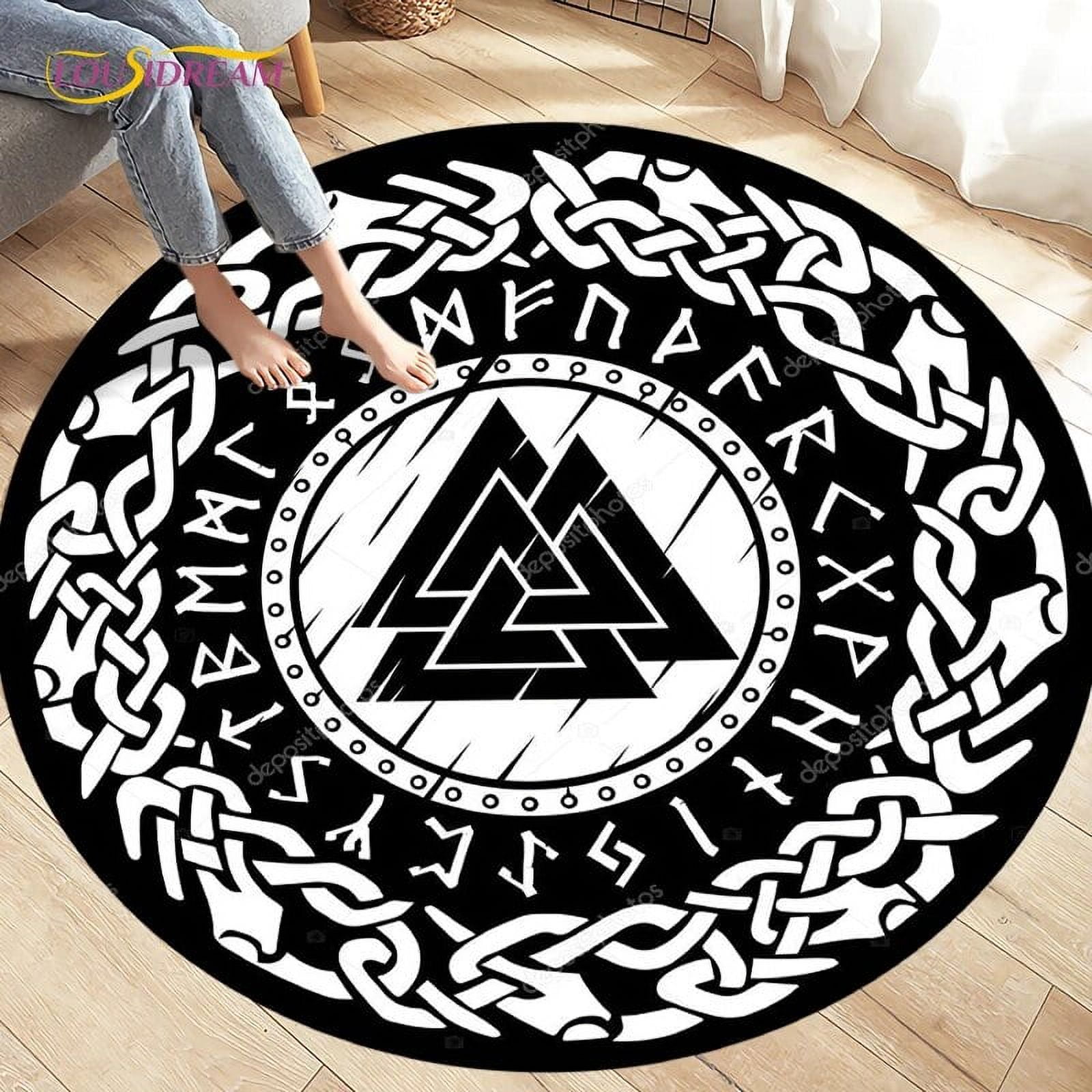 Viking Valknut Yggdrasil Tree of Life Circle Area Rug Round Carpet Rug ...