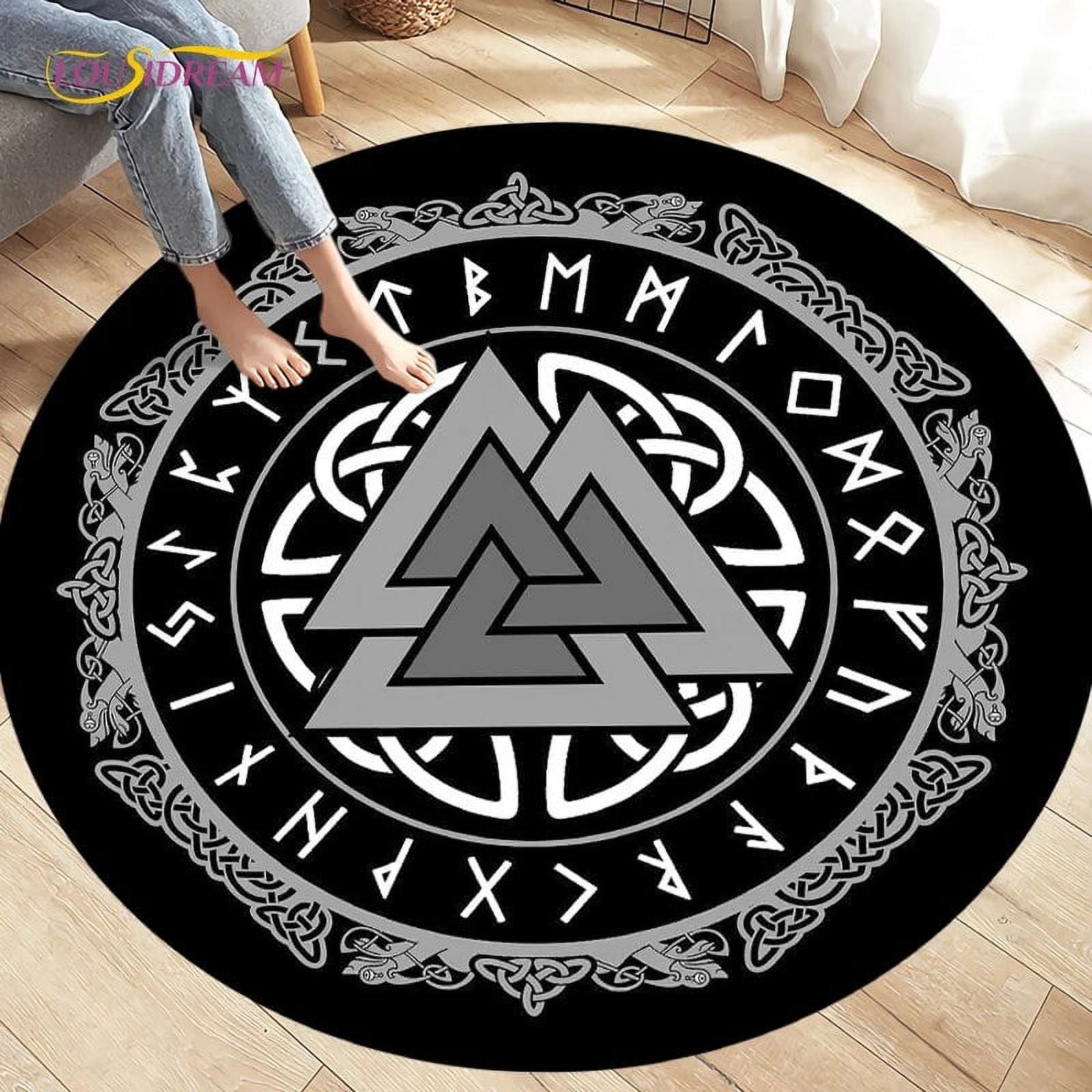 Viking Valknut Yggdrasil Tree of Life Circle Area Rug Round Carpet Rug ...