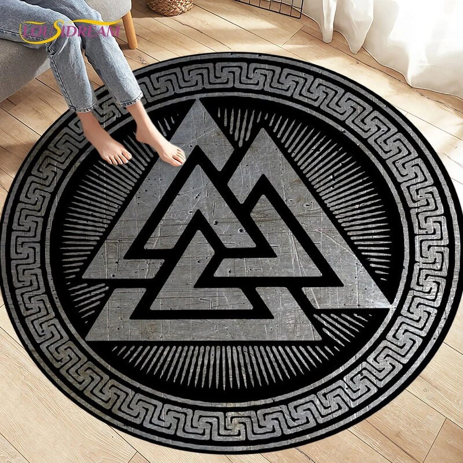 Viking Valknut Yggdrasil Tree of Life Circle Area Rug Round Carpet Rug ...