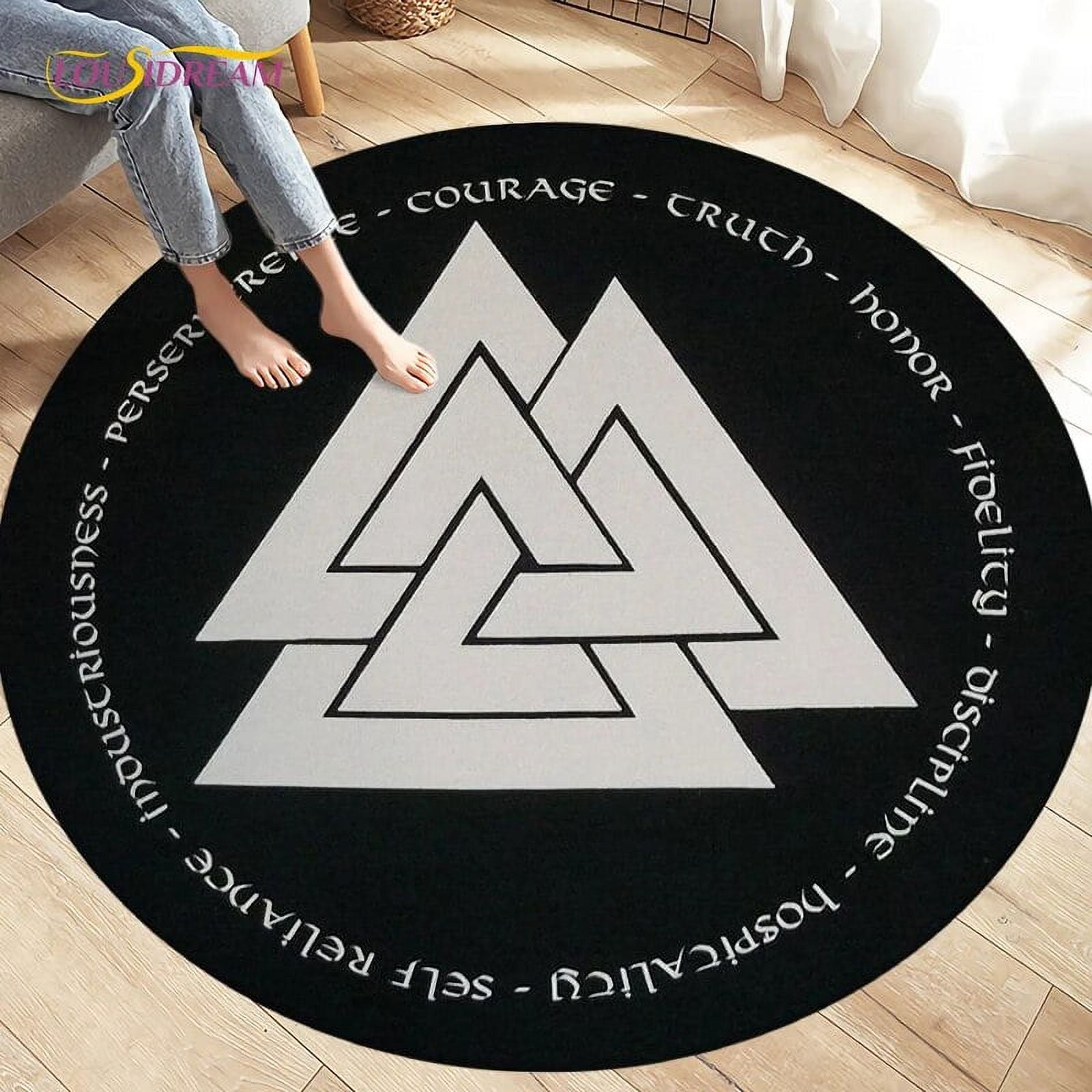 Viking Valknut Yggdrasil Tree of Life Circle Area Rug Round Carpet Rug ...