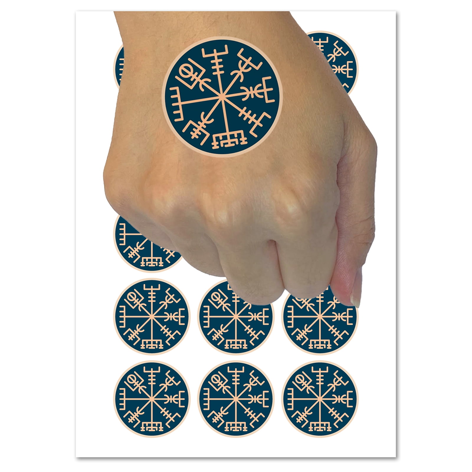 Viking Vegvisir Norse Protection Rune Water Resistant Temporary Tattoo ...