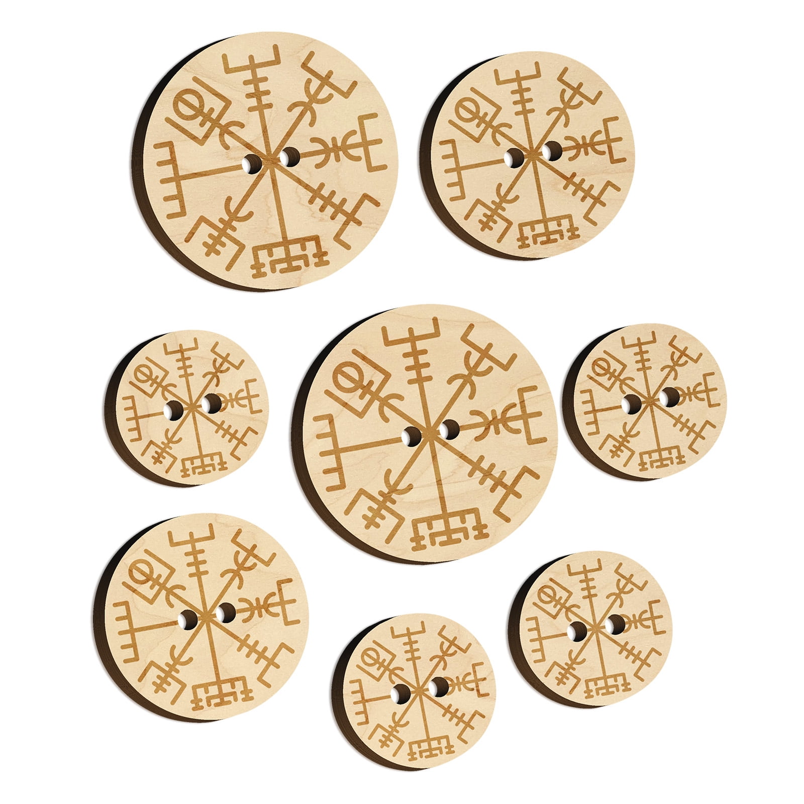 Viking Vegvisir Norse Protection Rune Wood Buttons for Crochet Knitting ...