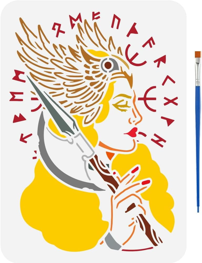 Viking Warrior Goddess Stencil 11.7x8.3Inch Viking Themed Decorative ...