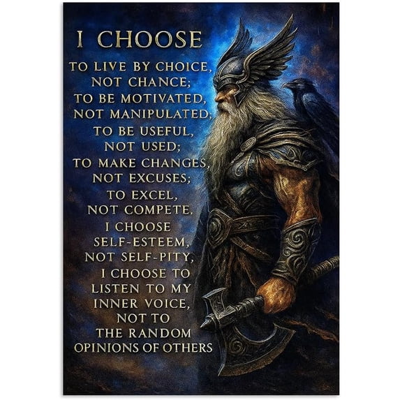Viking Warrior Inspirational Canvas Wall Art Poster Print - I Choose to ...