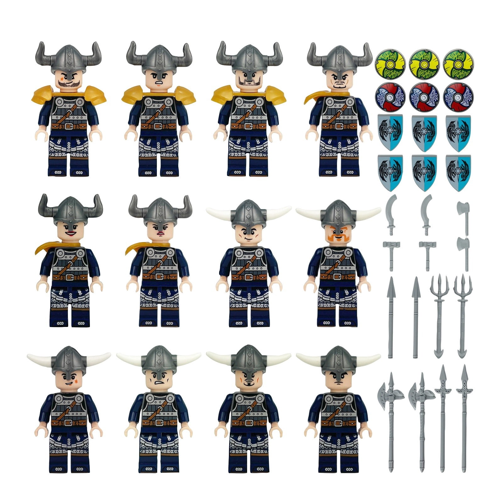 Viking Warrior Minifigure Set of 12 - 1.8 Inches Viking Soldier Action ...