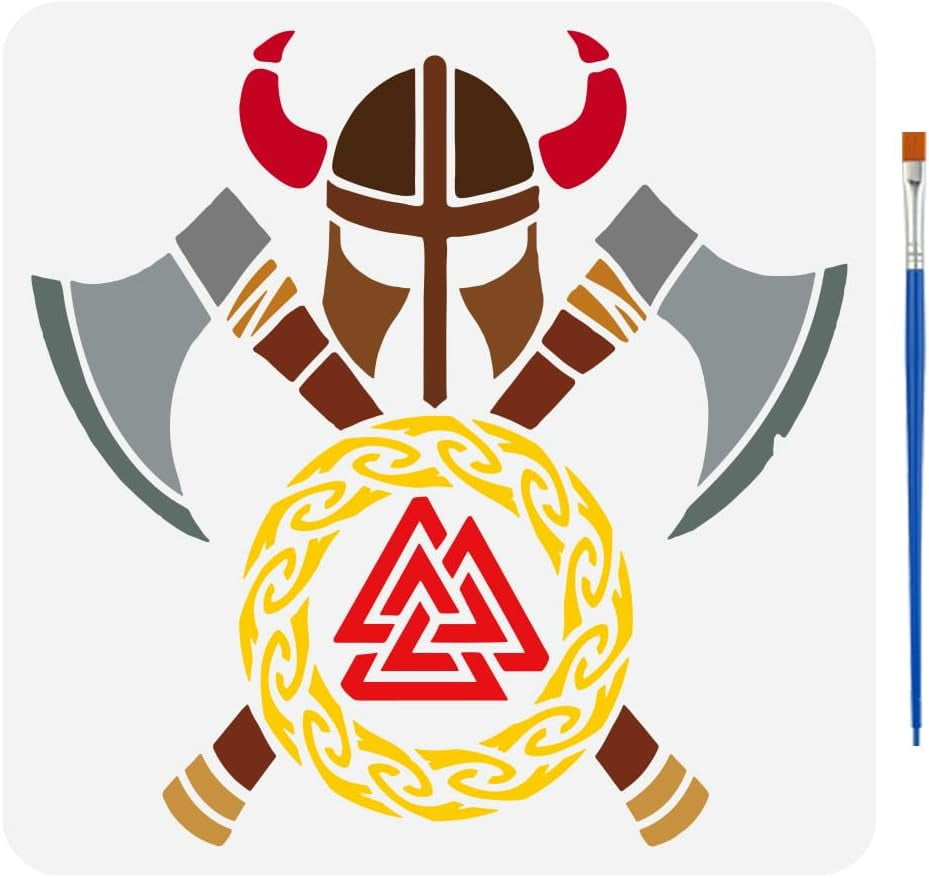 Viking Warrior Rune Axe Stencil 11.8x11.8Inch Viking Themes Stencils ...