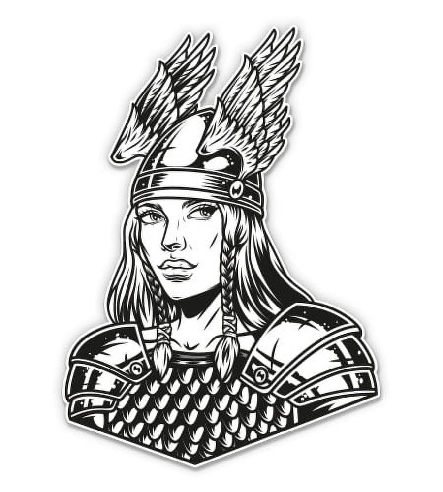Viking Warrior Woman - 5" Vinyl Sticker - For Car Laptop I-Pad ...