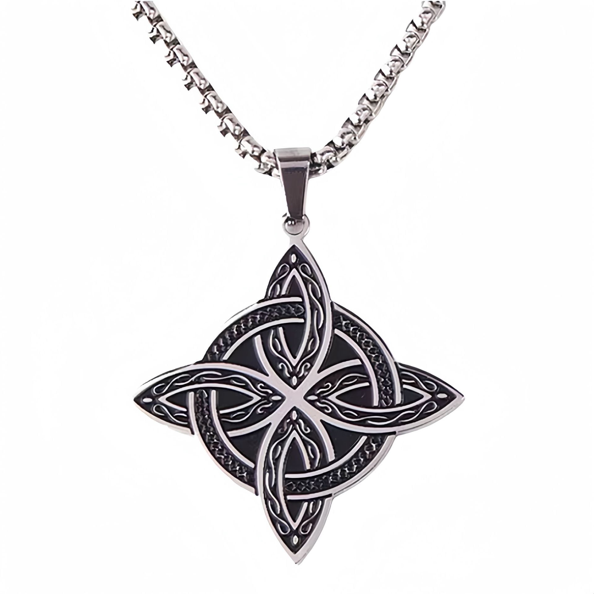 Viking Witch Celtic Knot Necklace Goth 14K Yellow Gold Men Chain Odin ...