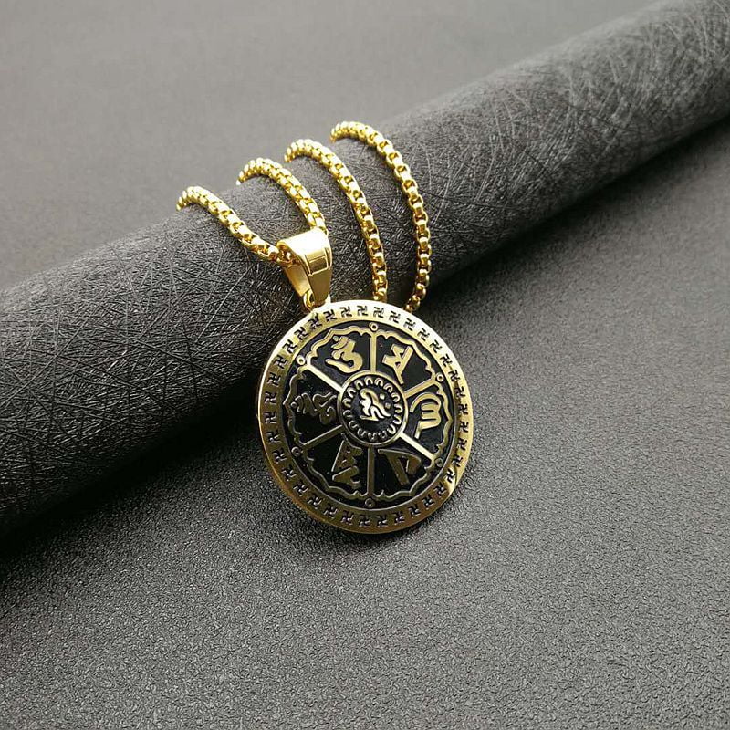 Viking Witch Celtic Knot Pendant 14K Yellow Gold Necklace Men Chain ...