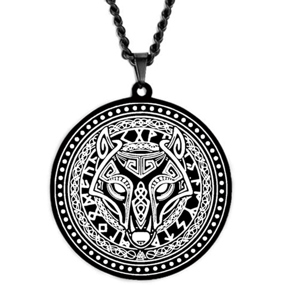 Viking Wolf Head Vikinga Punk Wolf Celtic Runic Norse Wolf Pendant ...