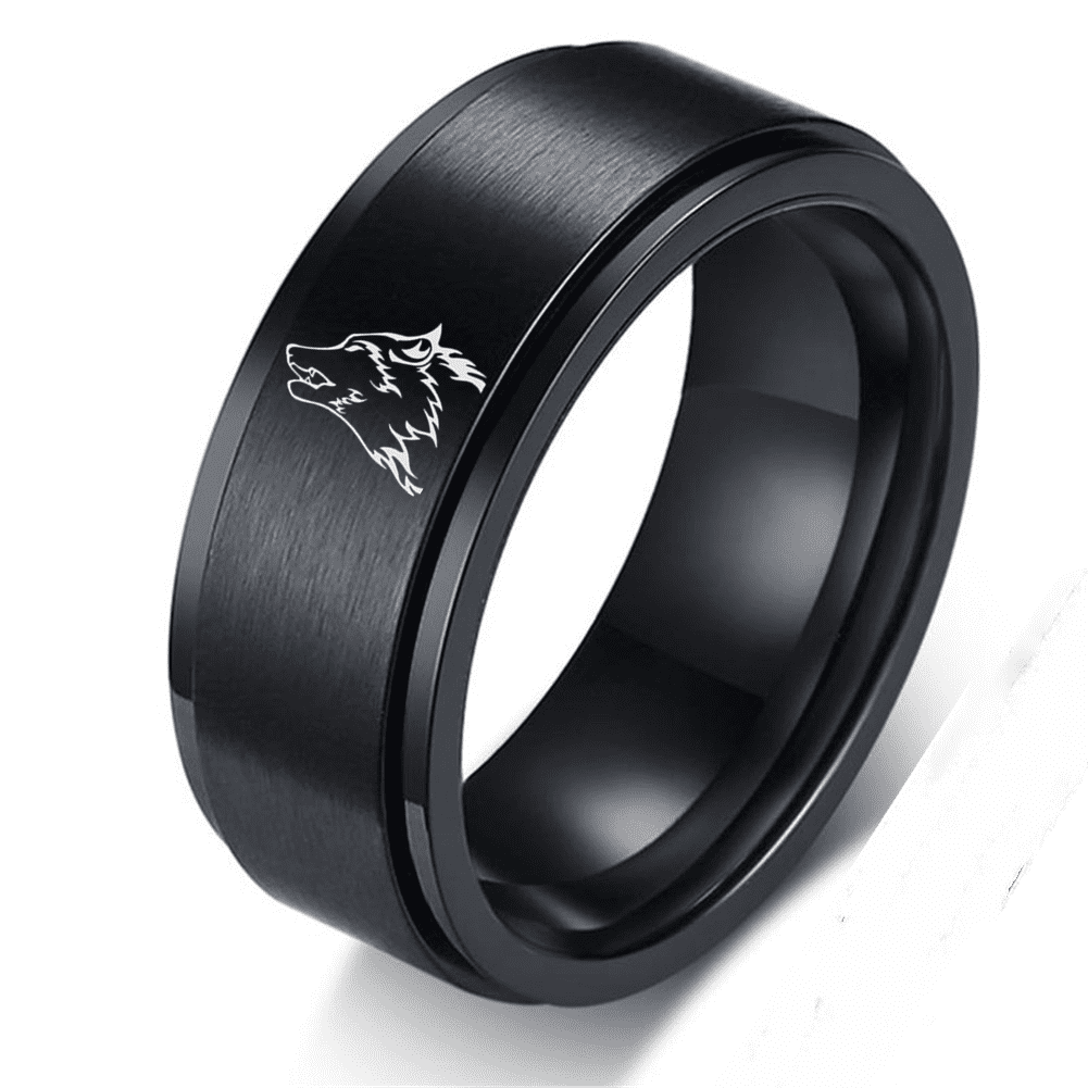 Viking Wolf Spinner Ring for Men Women, Stainless Steel Wolf Head ...
