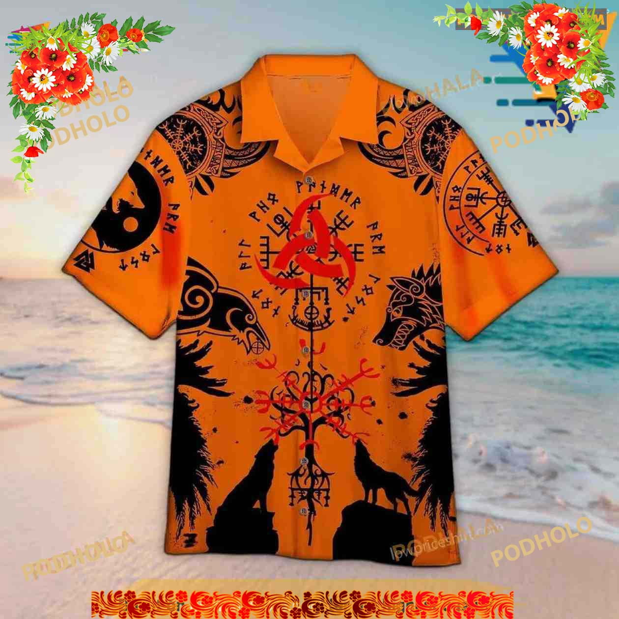 Viking Wolf Tree Of Life Raven Hawaiian Shirt, Aloha Shirt - Walmart.com