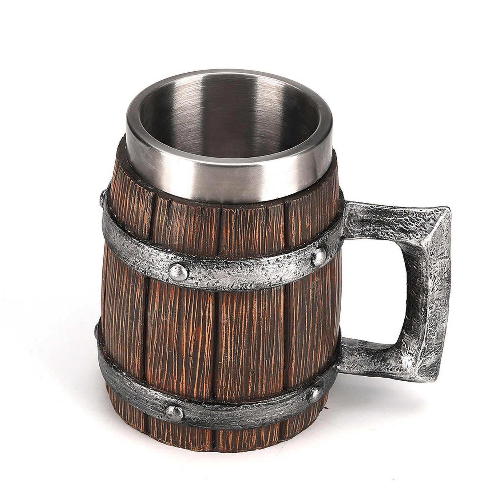 Viking Wooden Barrel Beer Mug - Norse Decor Coffee Cup for Men - Ideal ...