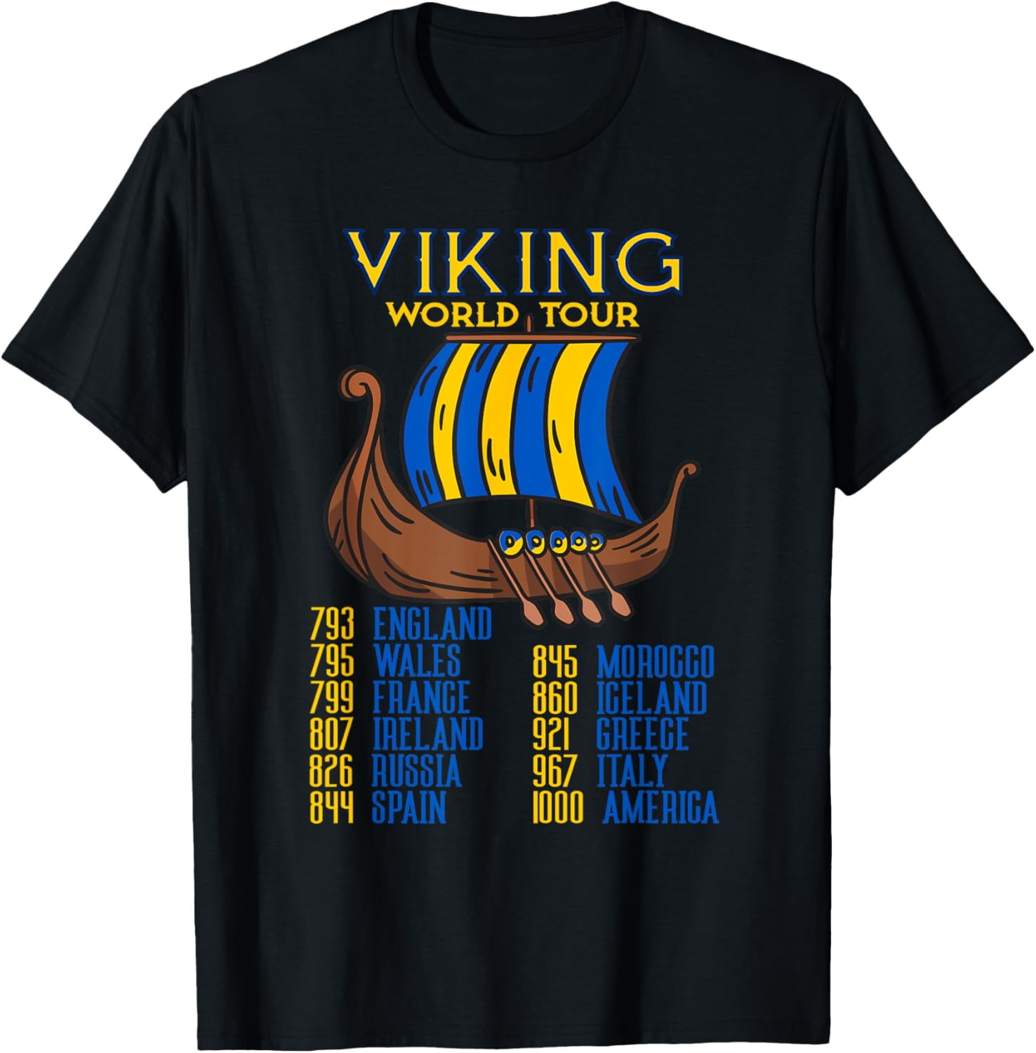 Viking World Tour Swedish Viking Ship Longship Vikings T-Shirt ...