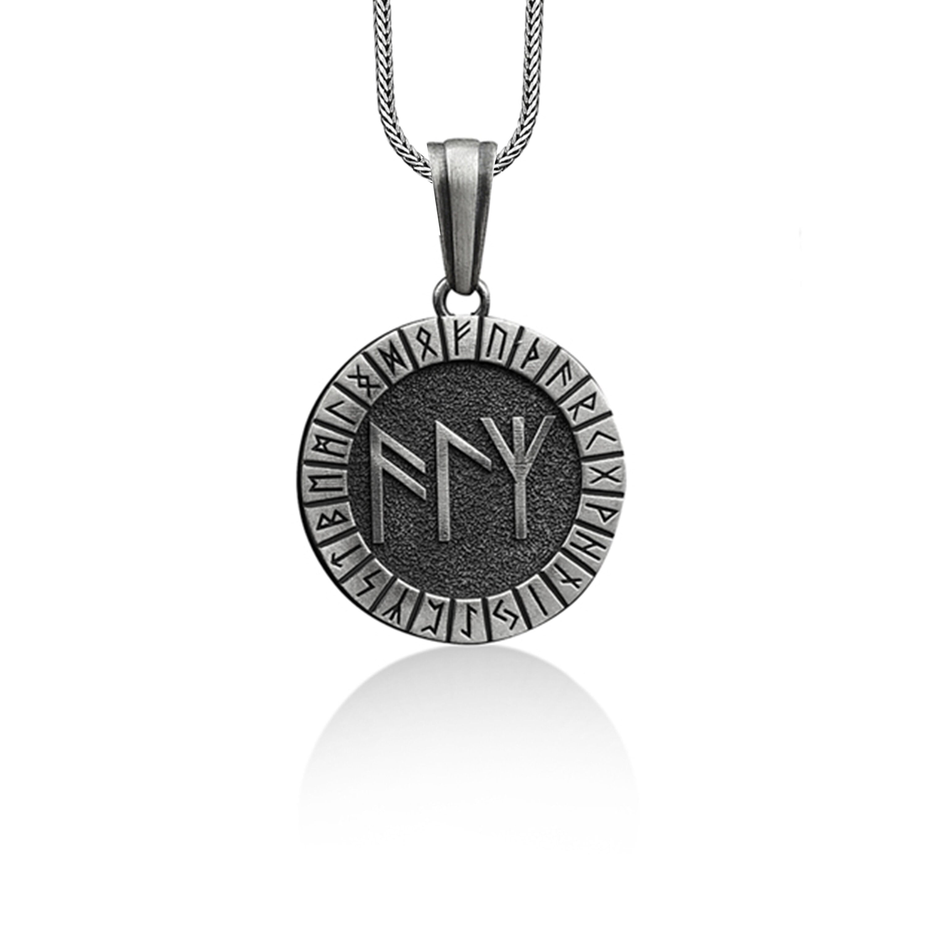 Viking rune pendant necklace for men in sterling silver, Norse ...