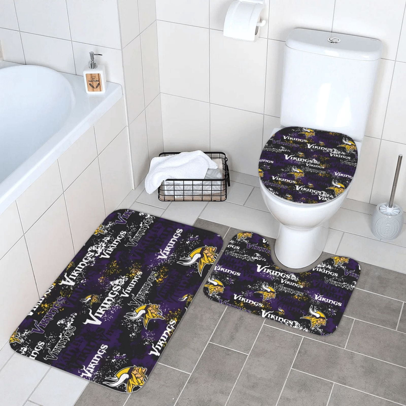 Vikings Flannel anti-slip floor mat three-piece set 24x16in ...
