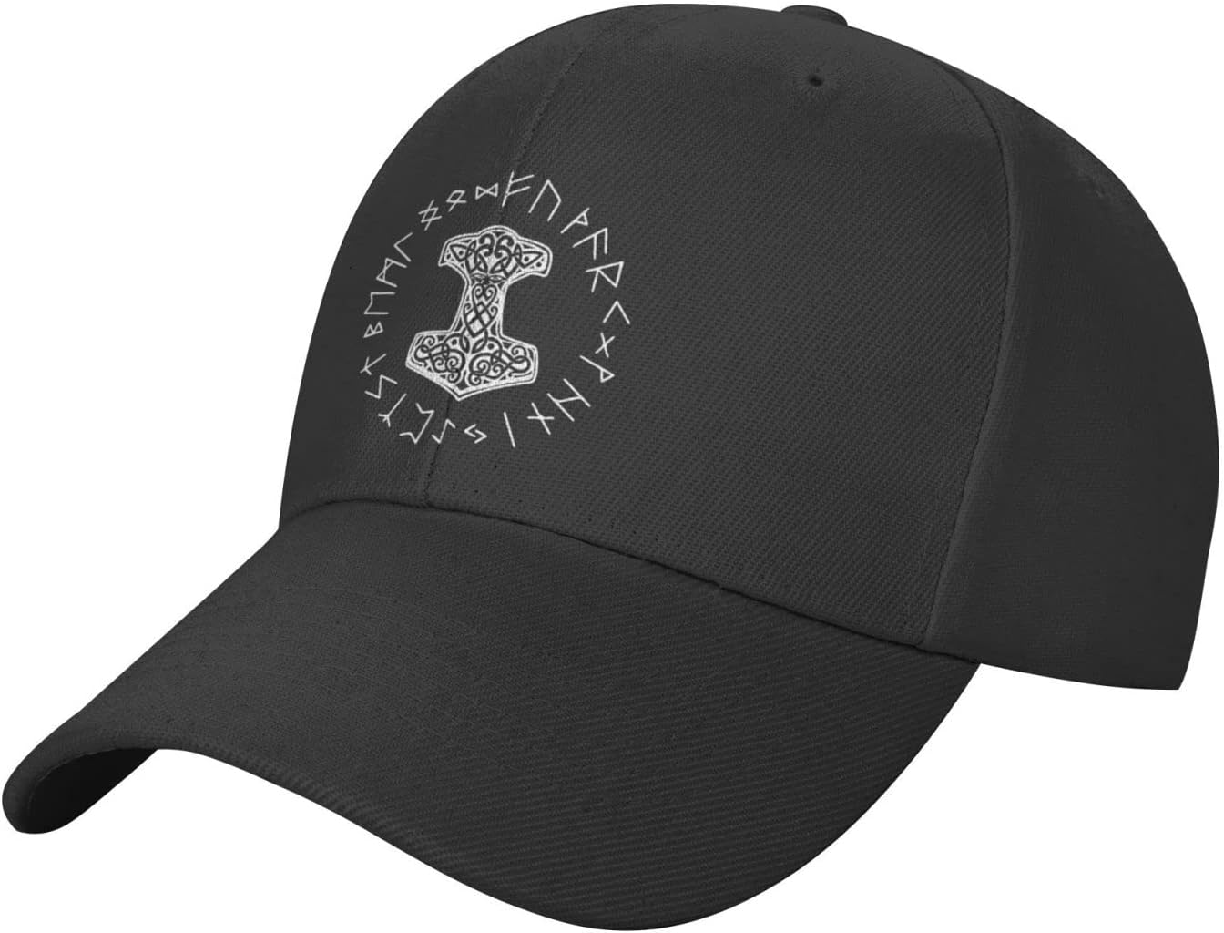 Vikings Mjolnir and Rune Wheel Norse Mythology Symbol Baseball Cap Men ...