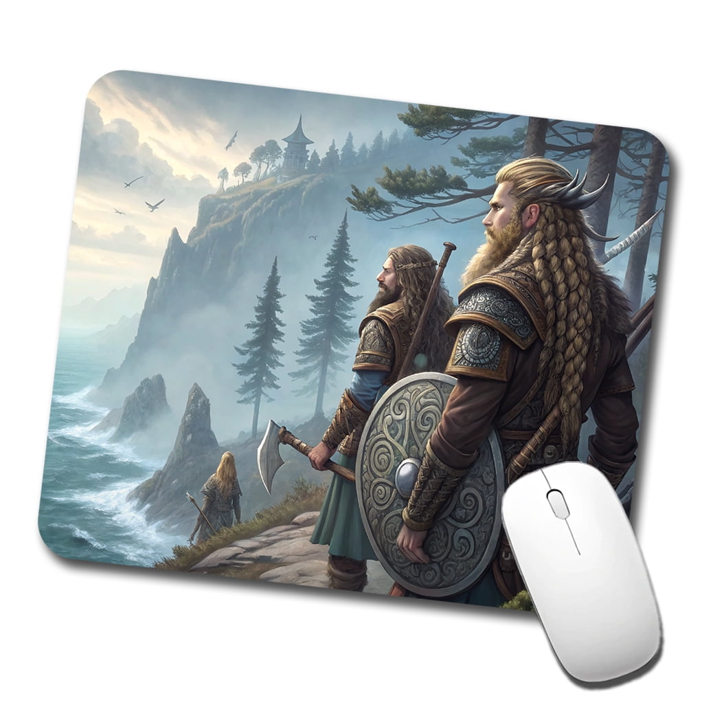 Vikings Raiders Anime Style Fantasy Mouse Pad Low Profile Gaming Mat ...