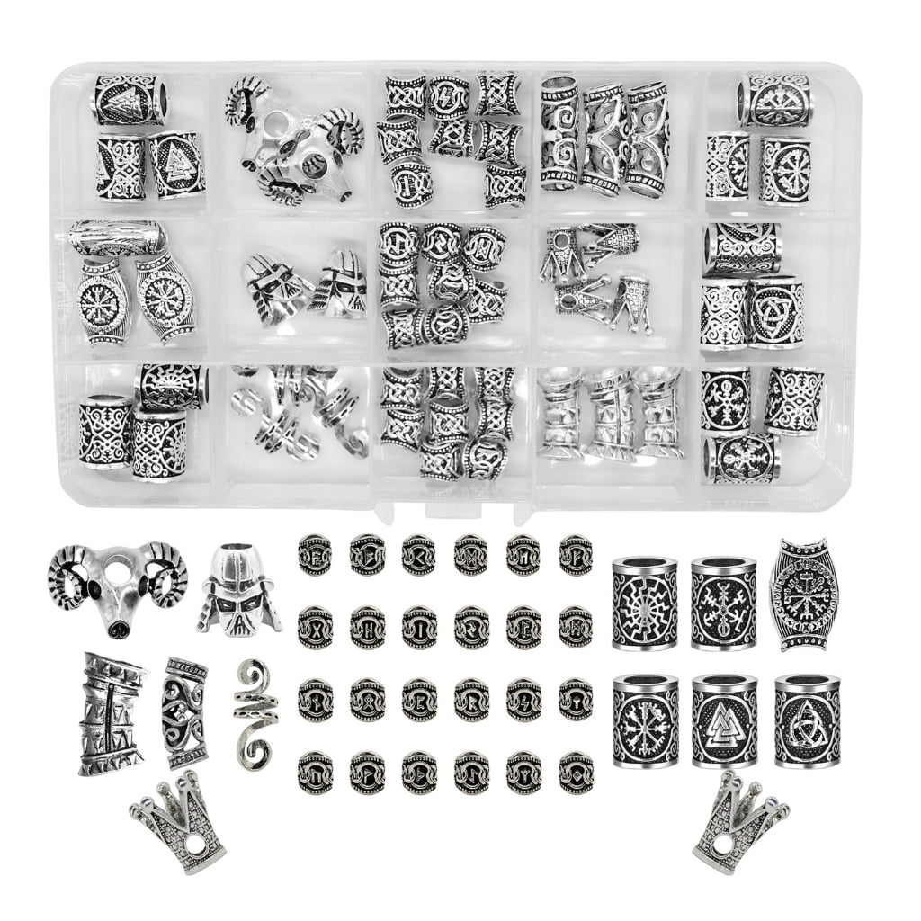 Vikings Rune Alphabet Character Beads Braids Beard Beads for Men 59 ...