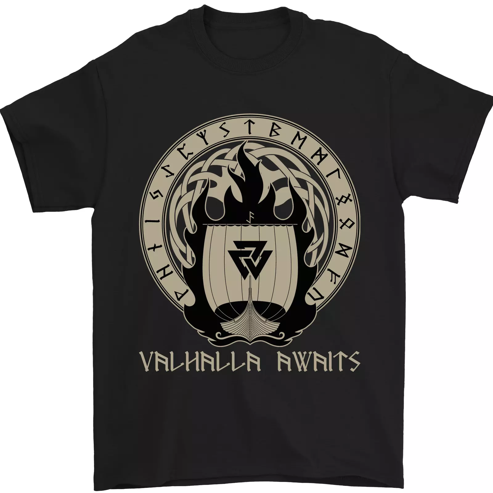 Vikings Valhalla Awaits Valknut Symbol Odin Mens T-Shirt - Walmart.com