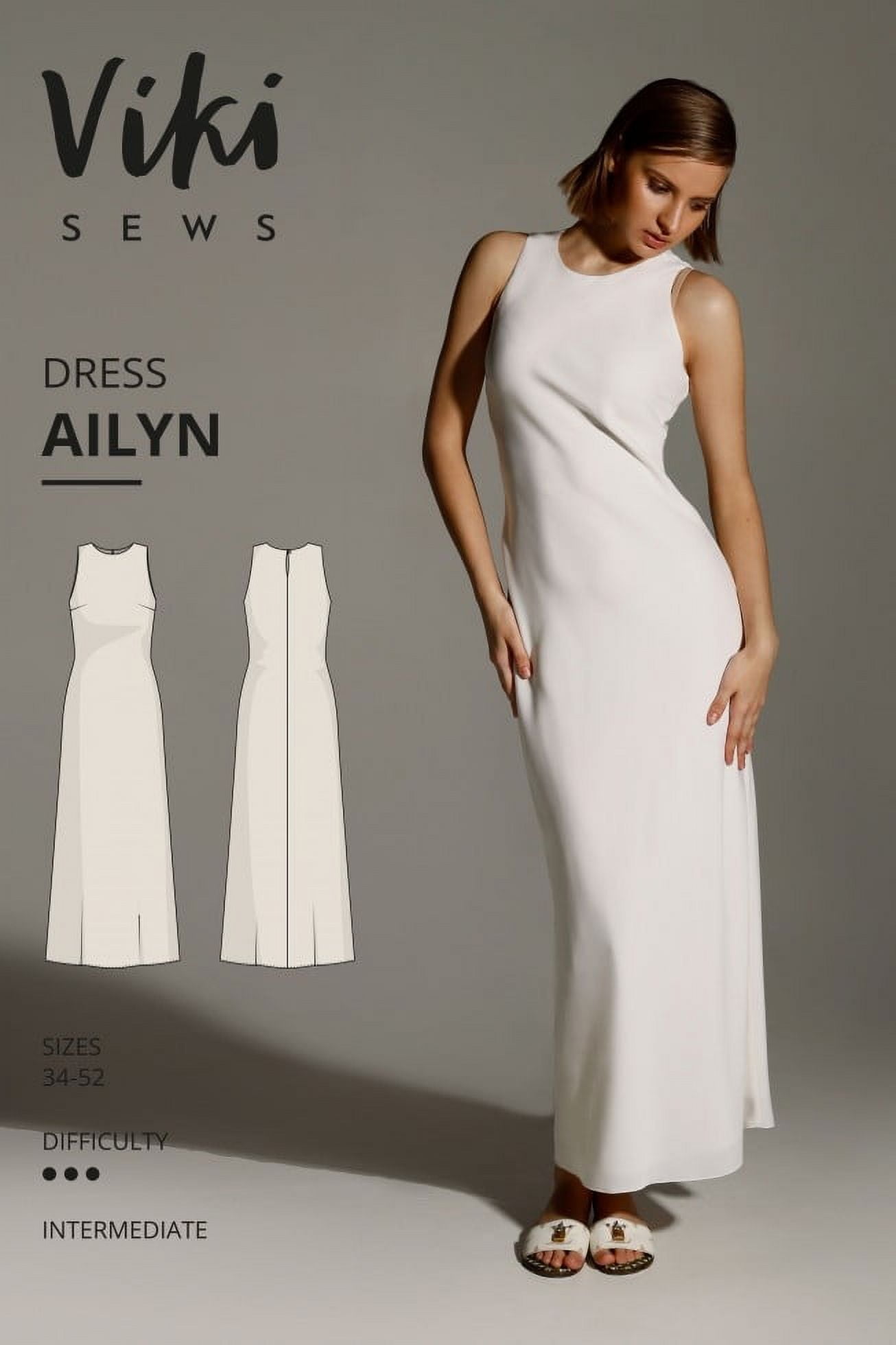 Vikisews Sewing Pattern Ailyn Dress Women UK 4-22 Dresses - Walmart.com