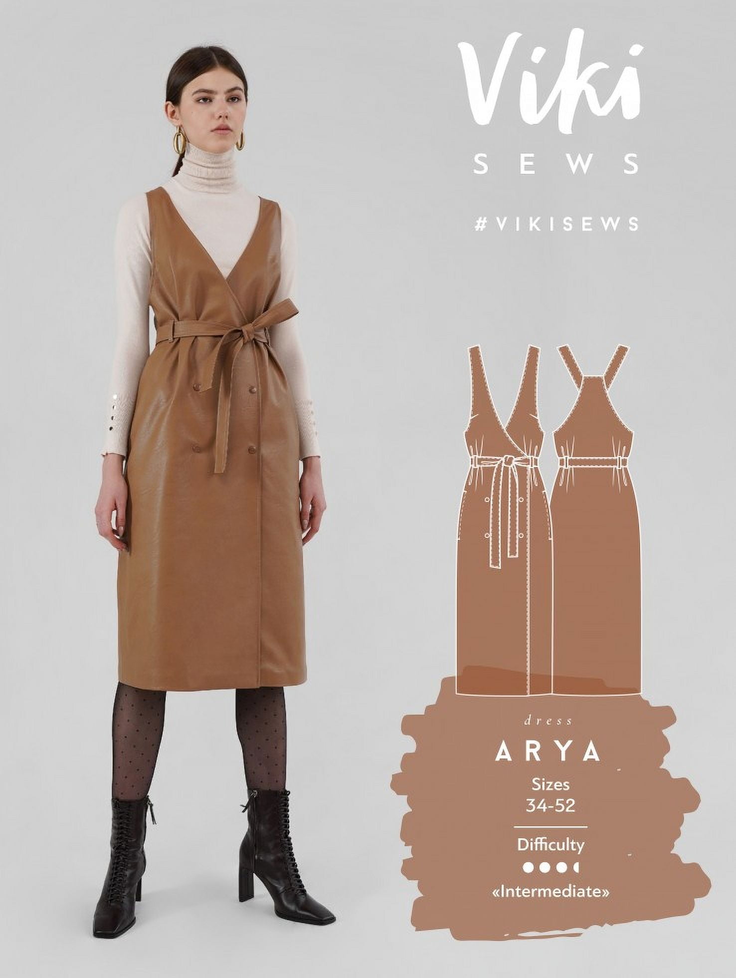 Vikisews Sewing Pattern Arya Pinafore Dress Women UK 4-22 Pinafores ...