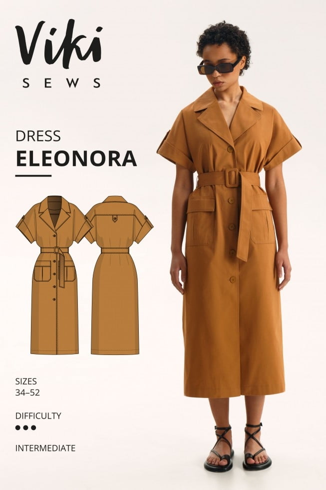 Vikisews Sewing Pattern Eleonora Dress Women UK 4-22 Dresses - Walmart.com