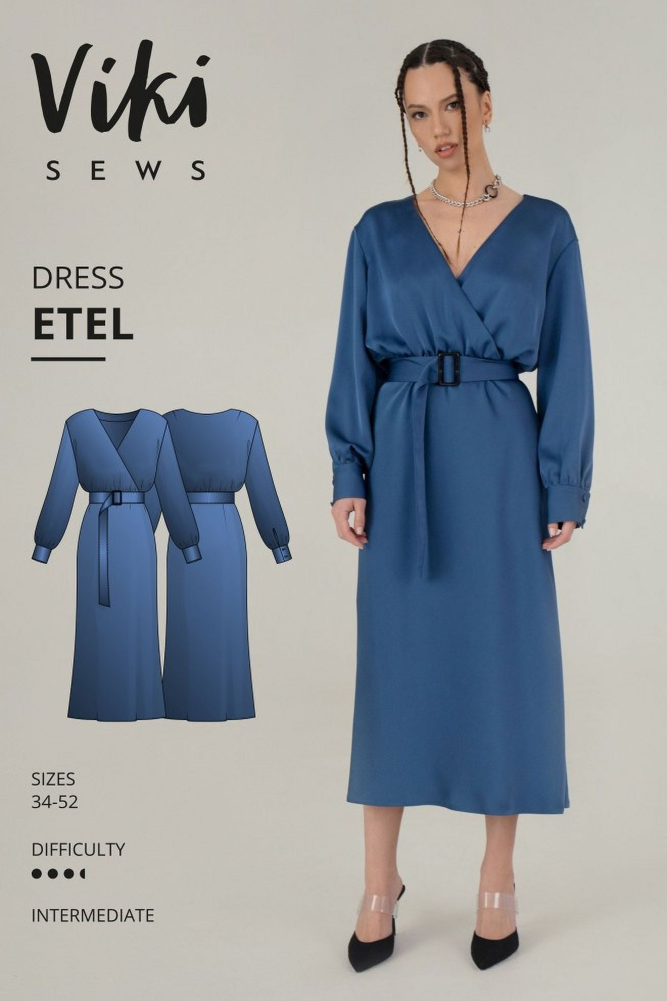 Vikisews Sewing Pattern Etel Dress Women UK 4-22 Dresses - Walmart.com