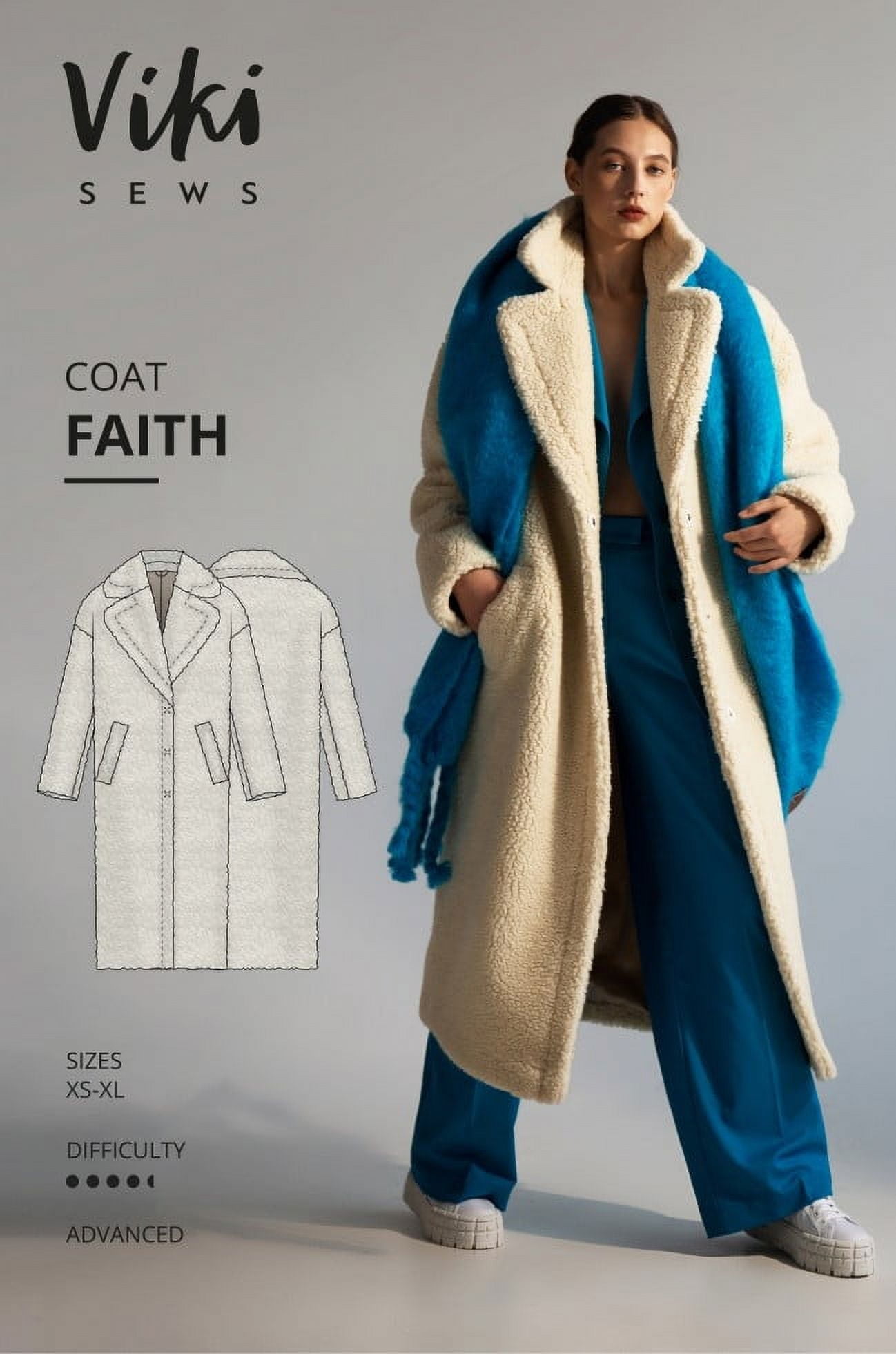 Vikisews Sewing Pattern Faith Coat Women XS-XL Coats - Walmart.com