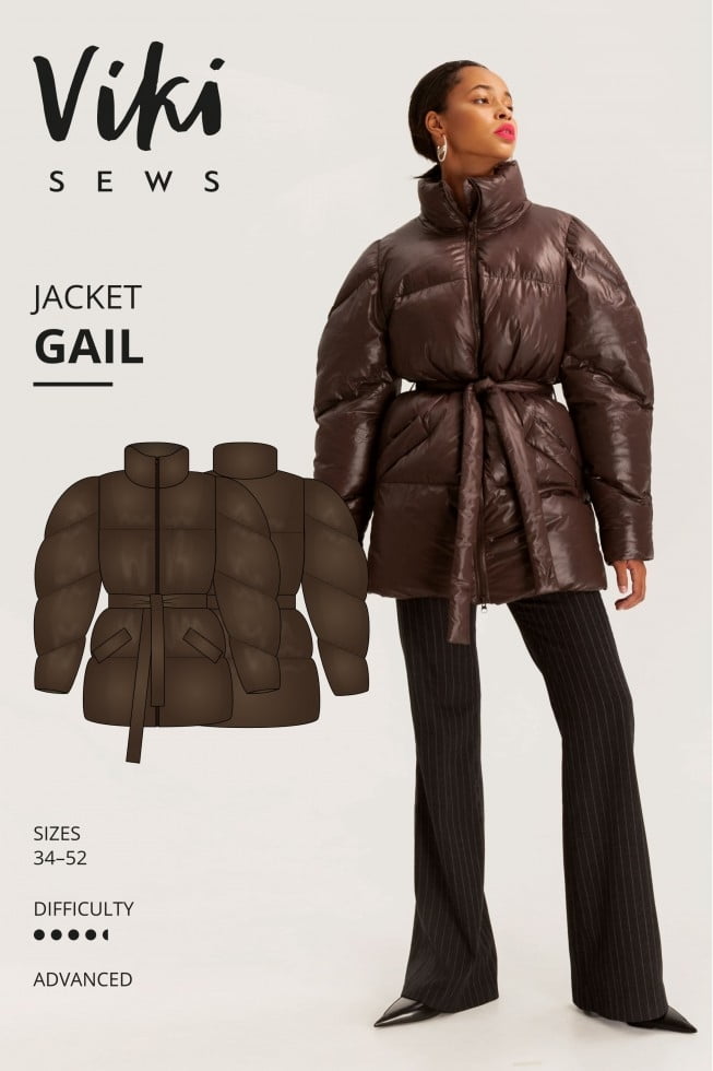 Vikisews Sewing Pattern Gail Puffer Jacket Women UK 4-22 Coats, Jackets ...