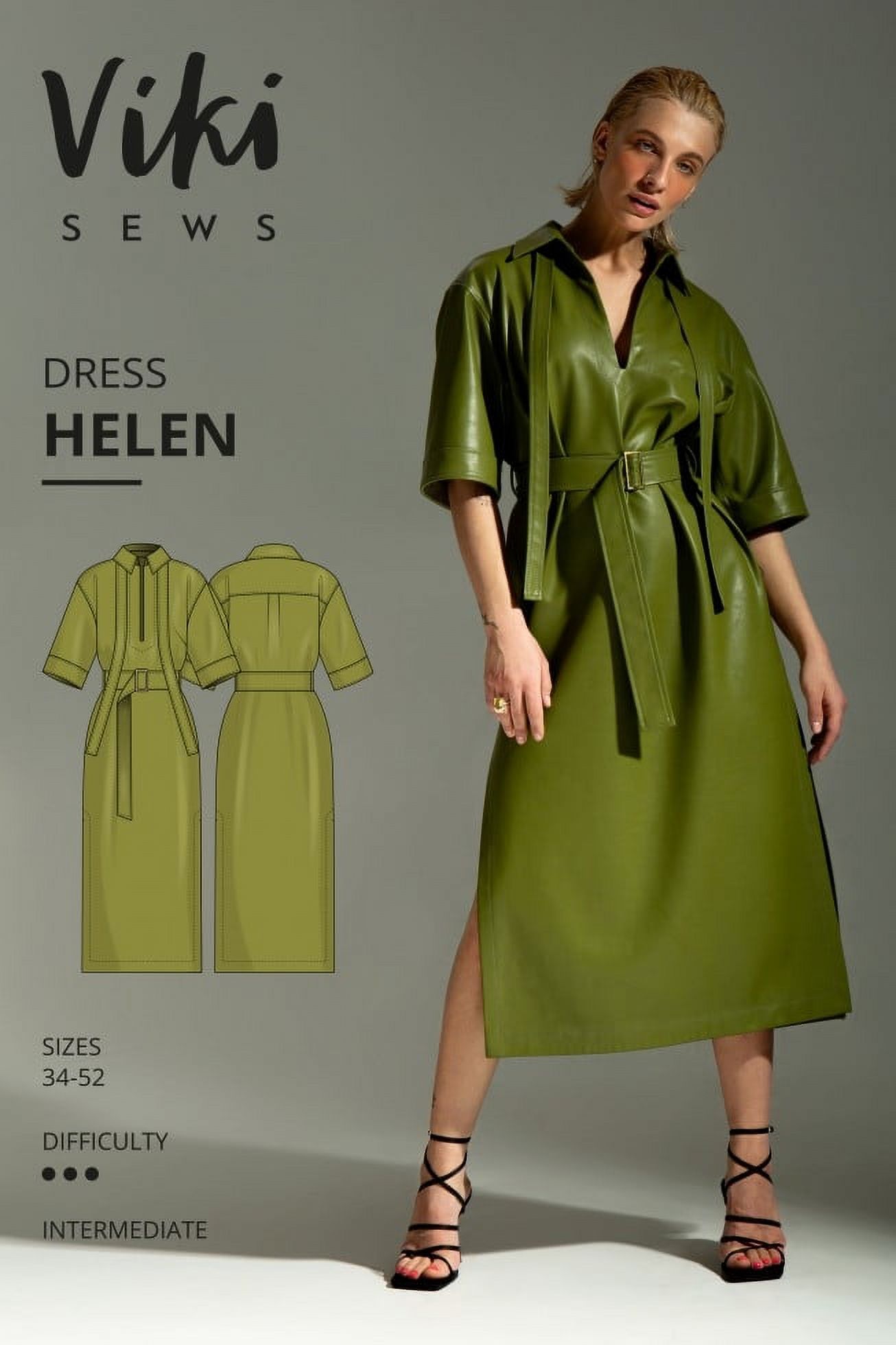 Vikisews Sewing Pattern Helen Dress Women UK 4-22 Dresses - Walmart.com