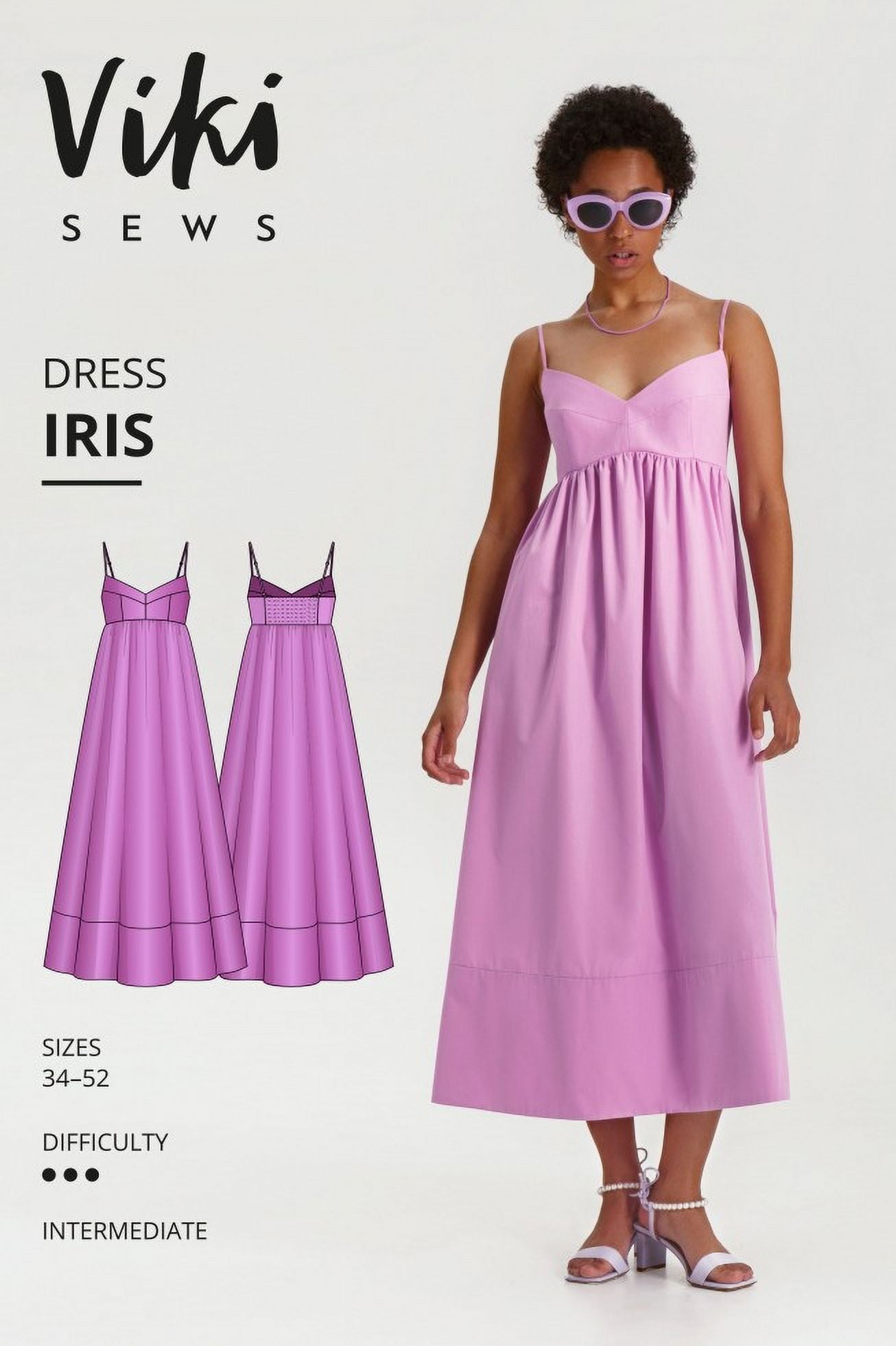 Vikisews Sewing Pattern Iris Dress Women UK 4-22 Dresses - Walmart.com