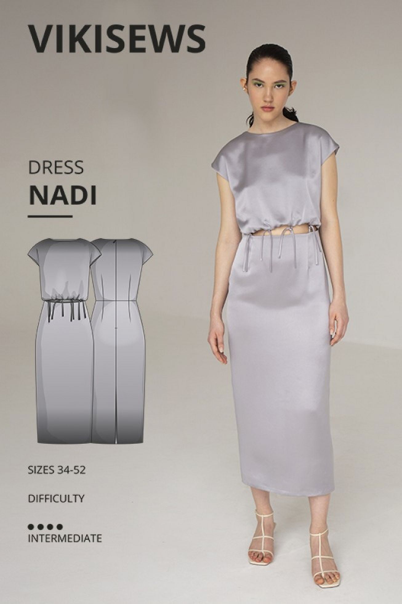 Vikisews Sewing Pattern Nadi Dress Women UK 4-22 Dresses - Walmart.com