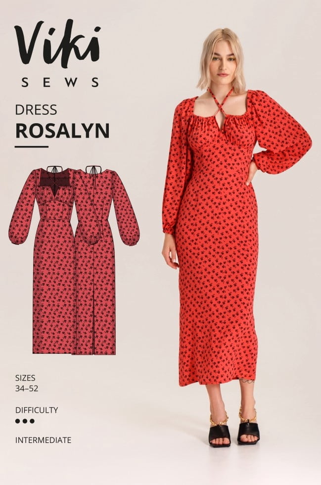 Vikisews Sewing Pattern Rosalyn Dress Women UK 4-22 Dresses - Walmart.com