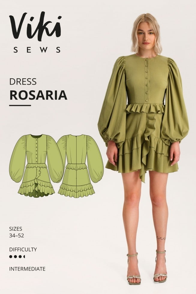 Vikisews Sewing Pattern Rosaria Dress Women UK 4-22 Dresses - Walmart.com