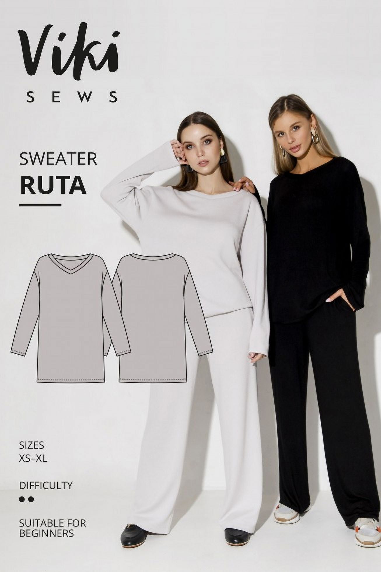 Vikisews Sewing Pattern Ruta Sweater Women XS-XL Tops, Sweaters ...