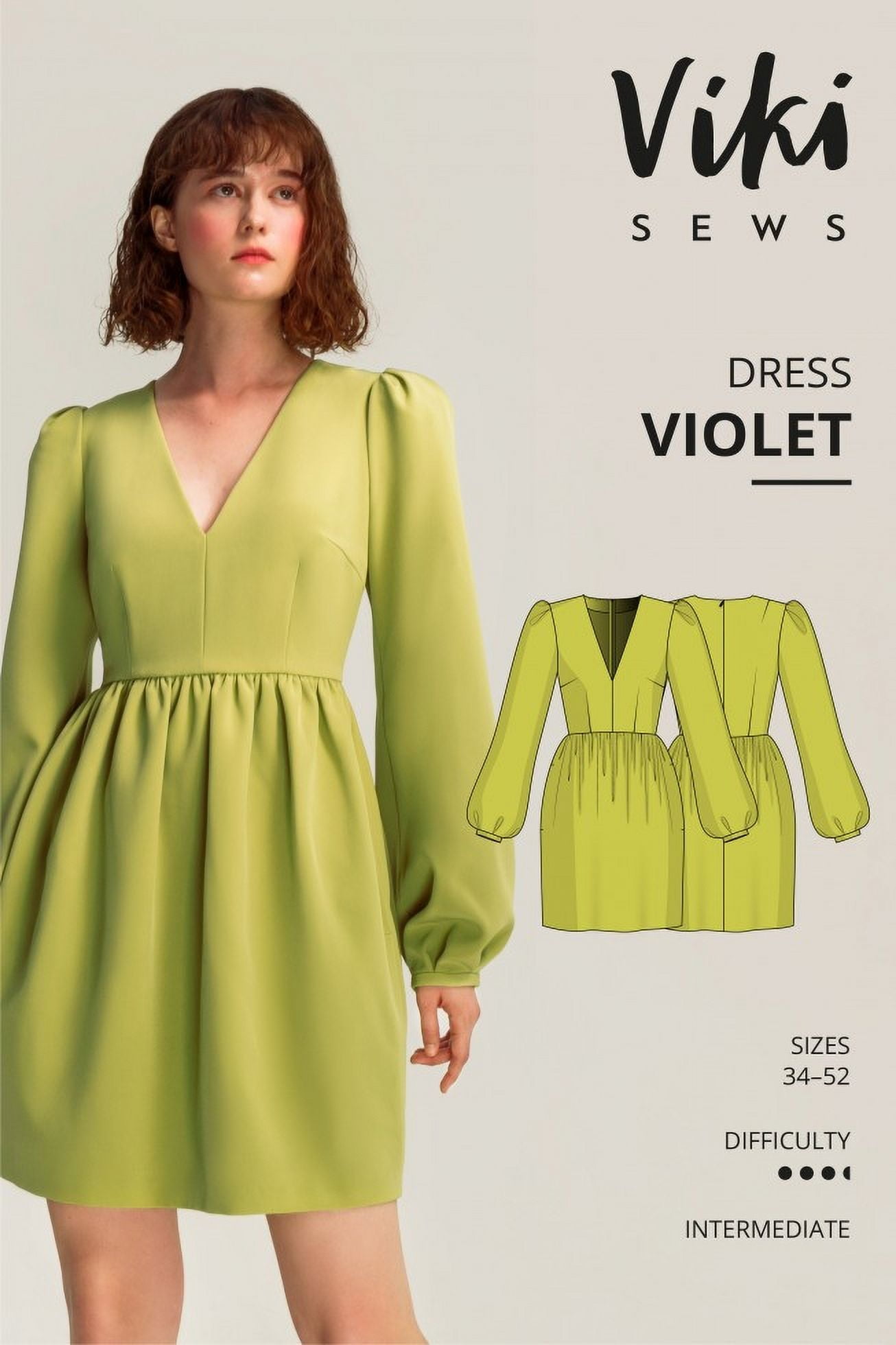 Vikisews Sewing Pattern Violet Dress Women UK 4-22 Dresses - Walmart.com