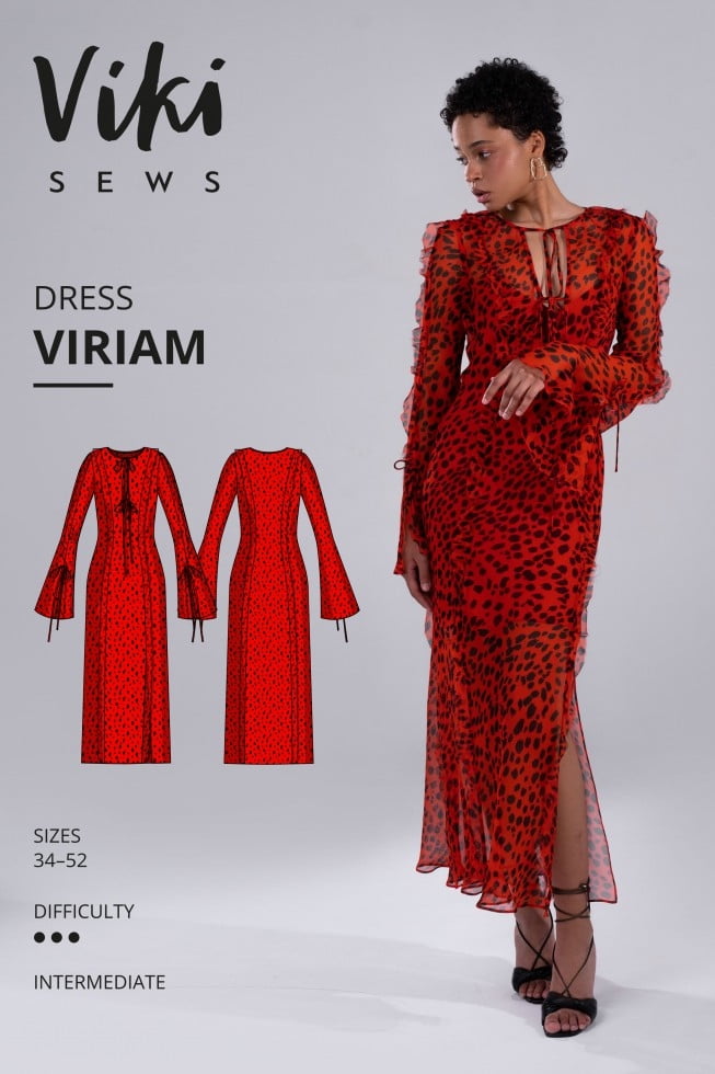 Vikisews Sewing Pattern Viriam Dress Women UK 4-22 Dresses - Walmart.com