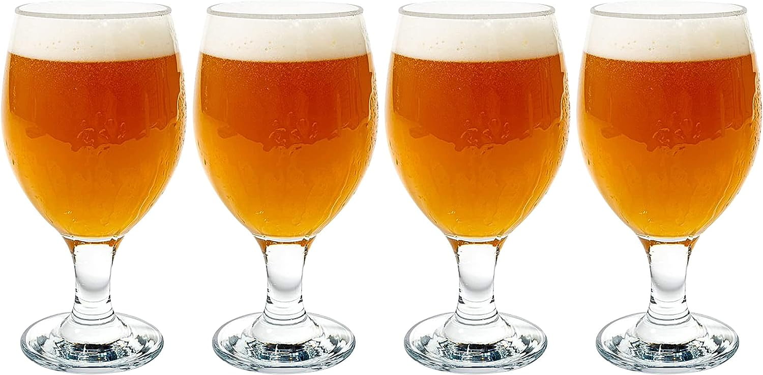 Vikko 13.5 Oz Belgian Style Beer Glasses Stemmed Drinking Glasses 4-Pc ...