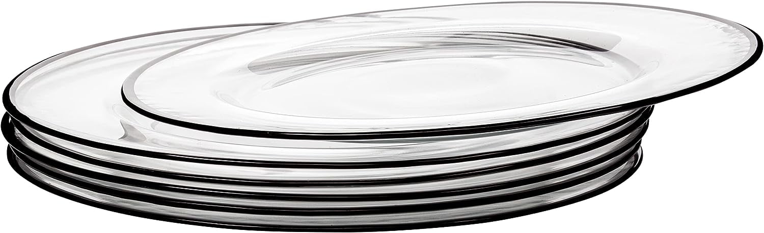 Vikko 13” Clear Charger Plates with Black Rim Glassware Dinner Plates ...