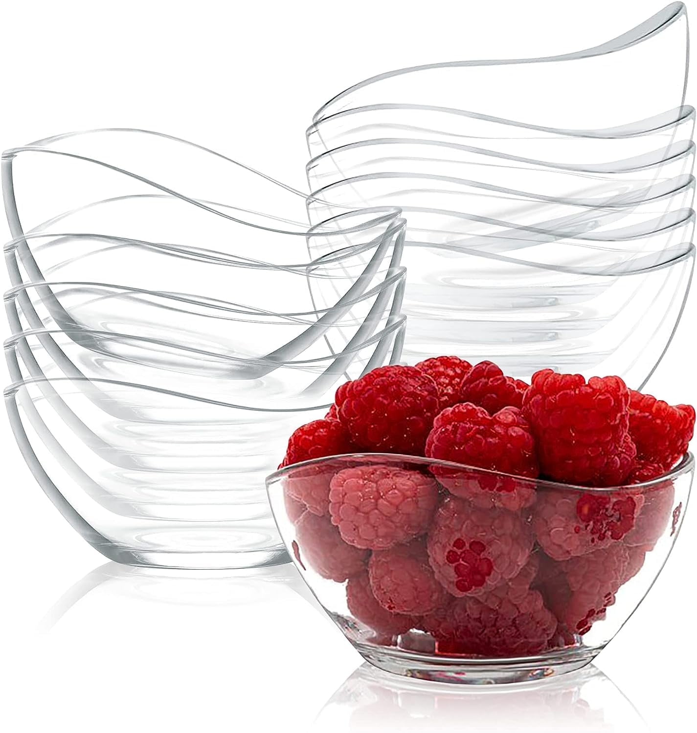 Vikko 7 oz Dessert Bowls 12-Pc Clear Decorative Bowl Glass Dinnerware ...